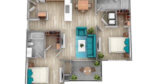 2X2 Floor Plan | Furnished Apartments in Raleigh and Durham ...